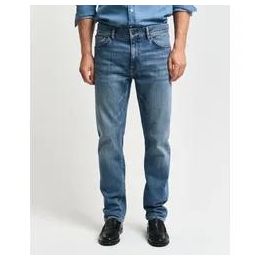 Regular-fit-Jeans Gant "REGULAR Gant JEANS", Herren, Gr. 31, L&auml;nge 32, blau (mid blau worn in), Denim/Jeans, Obermaterial: 97% Baumwolle, 2% Polyester, 1% Elasthan, regular fit, Jeans