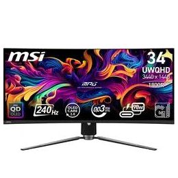 MSI Curved-Gaming-OLED-Monitor "MPG 341CQPX QD", Energieeffizienz: G (A-G), schwarz, Monitore, 3 Jahre Herstellergarantie, h&ouml;henverstellbar, USB-C