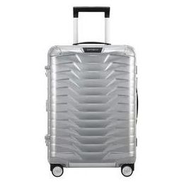 Hartschalen-Trolley Samsonite "PROXIS ALU, verschiedene Gr&ouml;&szlig;en", Gr. B/H/T: 40cm x 55cm x 23cm 40 l, silber (aluminium), Aluminium, unifarben, Koffer, aus Aluminium, mit Kreuzspanngurt, mit integriertem Namensschild