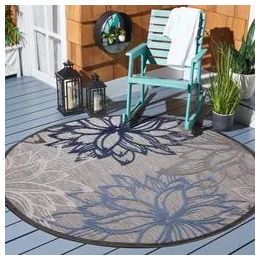 Teppich Sanat "Floral 2 Outdoor", blau (graublau), H:6mm &Oslash;:120cm, Kunstfaser, Teppiche, Teppich, In- und Outdoor geeignet, florales Design, Balkon, Terasse