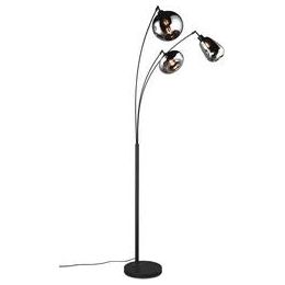 Trio LEUCHTEN Stehlampe "Lumina, gebogene Stehleuchte mit Glasschirmen exkl 3x E14 max 10W", schwarz (schwarz matt), 3, H: 200cm, 1 Stk., Leuchten, Gl&auml;ser in 3 Formen sind Chrom bedampft f&uuml;r Spiegel Effekte Fu&szlig;schalter, Stehlampe