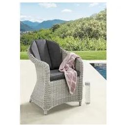 Gartensessel Destiny "MALAGA", wei&szlig; (vintage wei&szlig;), B:62cm H:85cm T:70cm, Obermaterial: 100% Polyester. Miedereinsatz: 50% Polyester, 50% Polyurethan, Sessel, Aluminium, Polyrattan, inkl. Auflagen