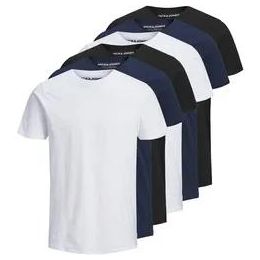 Jack & Jones T-Shirt JACK & JONES "T-Shirt JJEORGANIC BASIC TEE O-NECK 3PK 6er Pack", Herren, Gr. L, bunt (wei&szlig;, marineblau, schwarz), Obermaterial: 100% Baumwolle CO(Bio)., Shirts T-Shirt
