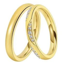 Trauring DOOSTI "Schmuck Geschenk Edelstahl Trauring Ehering Partnerring LIEBE" Gr. 60, gold (gelbgoldfarben), Fingerringe, Damen, 60, ohne Zirkonia, Edelstahl, 3mm, Trauring, wahlweise mit oder ohne Zirkonia