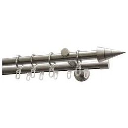 Gardinenstange Gardinia "Set Kegel Metall", grau (edelstahl, op), L:220cm &Oslash;:20mm, Aluminium, Gardinenstangen, 2-Lauf