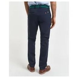 Chinohose Gant "SLIM TWILL CHINOS", Herren, Gr. 30, L&auml;nge 34, blau (marine), Twill, Obermaterial: 98% Baumwolle, 2% Elasthan, slim fit kn&ouml;chellang, Hosen Chinohose, mit gef&uuml;tterten Seitentaschen
