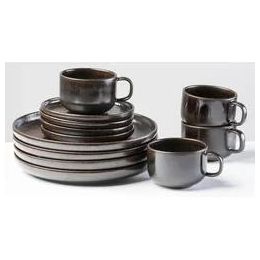 Kaffeeservice GIPFELST&Uuml;CK "Glockenklang", braun (bronze), 12 Stk., Steinzeug, Geschirr-Sets, Kaffeeservice, Scandi-Style, jedes St&uuml;ck ein Unikat, 12 Teile, f&uuml;r 4 Personen