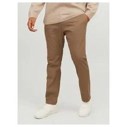 Jack & Jones PlusSize Chinohose "JPSTMARCO JJDAVE LC NOOS PLS", Herren, Gr. 44 (5XL), L&auml;nge 34, braun (otter), Web, Obermaterial: 98% Baumwolle, 2% Elasthan, JACK & JONES PLUSSIZE, unifarben, slim fit kn&ouml;chellang, Hosen Chinohose