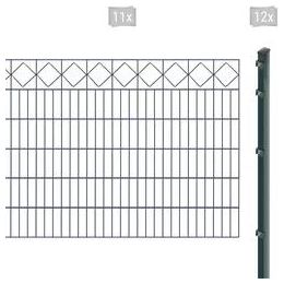 Doppelstabmattenzaun Arvotec "EXCLUSIVE 120 zum Einbetonieren "Karo" mit Zierleiste", grau (anthrazit), H:120cm, Kunststoff, Stahl, Zaunelemente, Zaunh&ouml;he 120 cm, Zaunl&auml;nge 2 - 60 m