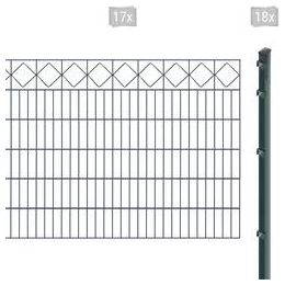 Doppelstabmattenzaun Arvotec "EXCLUSIVE 120 zum Einbetonieren "Karo" mit Zierleiste", grau (anthrazit), H:120cm, Kunststoff, Stahl, Zaunelemente, Zaunh&ouml;he 120 cm, Zaunl&auml;nge 2 - 60 m