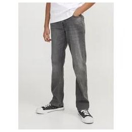Jack & Jones Relax-fit-Jeans JACK & JONES JUNIOR "JJICLARK JJORIG STRETCH SQ 349 NOOS JNR", Jungen, Gr. 134, N-Gr, grau (grau denim), Denim/Jeans, Obermaterial: 76% Baumwolle, 22% Polyester, 2% Elasthan, Abriebeffekte, l&auml;ssig geschnitten kn&ouml;chellang, Jeans