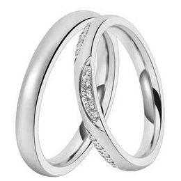 Trauring DOOSTI "Schmuck Geschenk Edelstahl Trauring Ehering Partnerring LIEBE" Gr. 60, silber (edelstahlfarben), Fingerringe, Damen, 60,mit Zirkonia, Edelstahl, 3mm, Trauring, wahlweise mit oder ohne Zirkonia