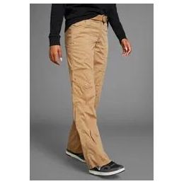 Cargohose Kangaroos, Damen, Gr. 48, N-Gr, braun (camel), Web, Obermaterial: 50% Baumwolle, 46% Polyamid, 4% Elasthan, kontrastfarbene Details, unifarben, bequem bodenlang, Hosen Cargohose, mit besonderem Taschen-Design, Topseller