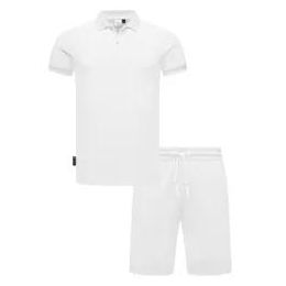 Poloshirt Ragwear "Set Porpi", Herren, Gr. XXXL (58), wei&szlig;, Material: 50% Baumwolle, 50% Polyester, bequem knieumspielend, tiefer V-Ausschnitt, eng, Shirts, Modisches Herren Set aus Hemd und kurzer Hose