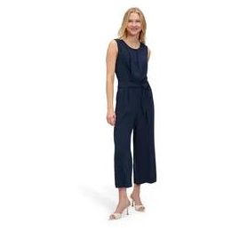 BETTY & CO Overall BETTY & CO "Damen ohne Arm", Damen, Gr. 44, Normalgr&ouml;&szlig;en, blau (dunkelblau), Obermaterial: 100% Polyester; Futter: 100% Polyester, tailliert, Rundhals, Overalls Overall, Falten