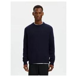 Rundhalspullover Selected "SLHCODY LS KNIT RELAXED CREW NECK NOOS", Herren, Gr. XXL, blau (sky captain), Strick, Obermaterial: 65% Wolle, 35% Nylon, unifarben, regular fit normal, Rundhals, Rippb&uuml;ndchen, Pullover Rundhalspullover