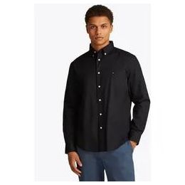 Langarmhemd Tommy Hilfiger "CORE FLEX POPLIN SOLID Regular Fit SHIRT", Herren, Gr. S, N-Gr, schwarz, Web, Obermaterial: 100% Baumwolle, regular fit, Manschette, Hemden