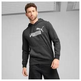 Kapuzensweatshirt Puma "ESS NO. 1 LOGO HOODIE FL", Herren, Gr. L, grau (schwarz gray heather), Fleece, Obermaterial: 66% Baumwolle, 34% Polyester, bedruckt, regular fit normal, Sweatshirts, regul&auml;re Passform, mit verstellbarer Kapuze, mit K&auml;ngurutasche