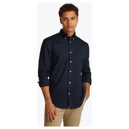 Langarmhemd Tommy Hilfiger "CORE FLEX POPLIN SOLID Regular Fit SHIRT", Herren, Gr. L, N-Gr, blau (desert sky), Web, Obermaterial: 100% Baumwolle, regular fit, Manschette, Hemden