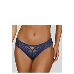String Lascana "Alana", Damen, Gr. 32/34, blau (dunkelblau), Obermaterial: 56% Polyamid, 32% Seide, 12% Elasthan, Unterhosen String, mit hohem Seidenanteil und edler Spitze