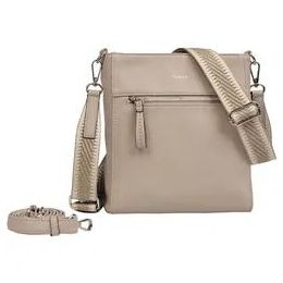 Umh&auml;ngetasche Gabor "Silena", Damen, Gr. B/H/T: 25cm x 24cm x 4,5cm, grau (taupe), Polyurethan, clean, gepflegt, gepr&auml;gtes Muster, unifarben, Taschen Umh&auml;ngetasche, hochwertig gewebte Gurtband und ein filigranes Logo