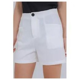 Shorts FRESHLIONS "Lein", Damen, Gr. XS, EURO-Gr&ouml;&szlig;en, wei&szlig;, 100% Polyester, unifarben, kurz, Hosen Shorts, im klassischen Design