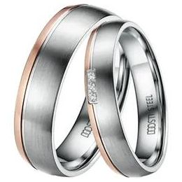 Trauring DOOSTI "Schmuck Geschenk Edelstahl Trauring Ehering Partnerring LIEBE" Gr. 52, rosa (edelstahlfarben, ros&eacute;goldfarben), Fingerringe, Damen, 52,mit Zirkonia, Edelstahl, 5mm, Trauring, Made in Germany, wahlweise mit oder ohne Zirkonia