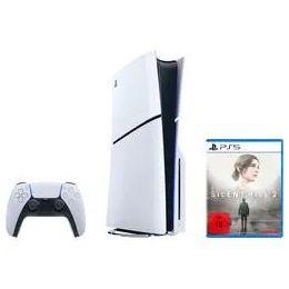 Sony PLAYSTATION 5 Konsolen-Set "PS5 Disk Edition (Slim) + Silent Hill 2", schwarz-wei&szlig; (wei&szlig;, schwarz), B:35,8cm H:9,6cm T:21,6cm, Spielekonsolen, Topseller