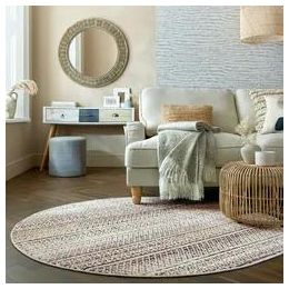 Teppich FLAIR RUGS "Camino", beige (natur), H:8mm &Oslash;:160cm, Kunstfaser, Teppiche, Teppich, Flachgewebe, Skandi, Esszimmer, Wohnzimmer, Flur