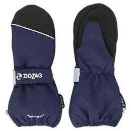 Skihandschuhe ZIGZAG "Shildon", M&auml;dchen, Gr. 128/140, blau (dunkelblau, blau), 100% Polyester, mehrfarbig, Handschuhe, mit reflektierenden Elementen