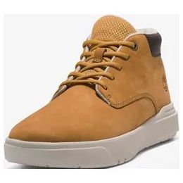 Schn&uuml;rboots Timberland "SENECA BAY - MID LACE SNEAKER", Herren, Gr. 43, gelb (wheat), Leder, Schuhe Schn&uuml;rboots, Winterstiefel, Schn&uuml;rstiefel, Winterschuhe
