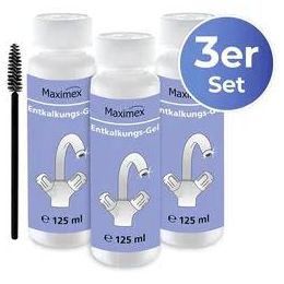 Reinigungs-Set Maximex "Entkalkungsgel mit B&uuml;rste", blau, B:4cm H:14cm L:4cm, Reinigungs-Sets, Reinigungsmittel Entkalker, f&uuml;r Armaturen, Duschk&ouml;pfe, Glaskeramikfelder, je 125 ml, Zitrusduft