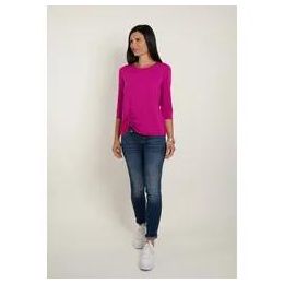 3/4-Arm-Shirt Seidel Moden, Damen, Gr. 46, pink (magenta), Jersey, Obermaterial: 95% Viskose, 5% Elasthan, unifarben, regular fit taillenbedeckt, Rundhals, Shirts 3/4-Arm-Shirt, mit Raff-Detail vorne - MADE IN GERMANY