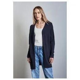 Strickjacke Street One, Damen, Gr. 38, blau (tiefblau), Stoff, 70% Viskose, 30% Nylon, unifarben, normal lang, ohne Ausschnitt, B&uuml;ndchen, Strickjacken Strickjacke, aus softer Viskose