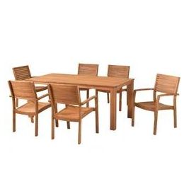Garten-Essgruppe Merxx "&raquo;Batavia&laquo;", beige (natur, natur, natur), Massivholz, Sitzm&ouml;bel-Sets, moderne Landhausoptik in warmen Holznuancen