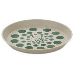 Dessertteller Koziol "CONNECT MONSTERA DOTS", beige (sand), B:20,5cm H:2cm L:20,5cm &Oslash;:20,5cm, Holz, Kunststoff, Speiseteller, recycelbar + aus biozirkul&auml;rem Material, 20,5 cm