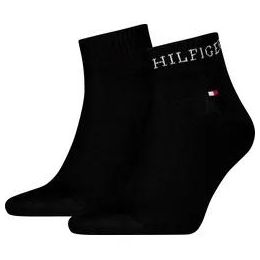 Kurzsocken Tommy Hilfiger "TH MEN QUARTER 2P HILFIGER TAB", Herren, Gr. 39-42, schwarz, Baumwollmischung, normal, Socken, Logo-Flag und Schriftzug
