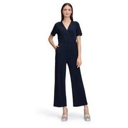 Overall Cartoon "Damen mit Bindeg&uuml;rtel", Damen, Gr. 42, Normalgr&ouml;&szlig;en, blau (dunkelblau), Obermaterial: 95% Polyester, 05% Elasthan, loose fit, V-Ausschnitt, Overalls Overall, Design
