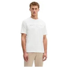 Marc O'Polo T-Shirt MARC O'POLO, Herren, Gr. S (48), wei&szlig;, Jersey, Obermaterial: 100% Baumwolle, Basic, Rundhals, Shirts T-Shirt, klassisches Logo-T-Shirt