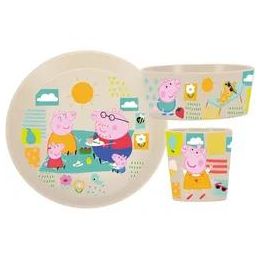 Kindergeschirr-Set Koziol "CONNECT PEPPA PIG", beige (organic sand), 3 Stk., Kunststoff, Geschirr-Sets, Made in Germany, 3 Teile, f&uuml;r 1 Person