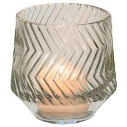 Windlicht CREATIV HOME "Kerzenhalter Relief", transparent, H:8cm &Oslash;:8cm, Glas, Kerzenhalter, Windlicht, Teelichthalter aus Glas, mit geschliffener Oberfl&auml;che