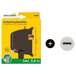 Aufputz-Gurtwickler Schellenberg "Aufschraubwickler f&uuml;r das Rollladensystem Mini, inkl. Gurtf&uuml;hrung", wei&szlig;, 1 Stk., Gurtwickler, 180 schwenkbar, mit vormontiertem Rollladengurtband, braun oder wei&szlig;