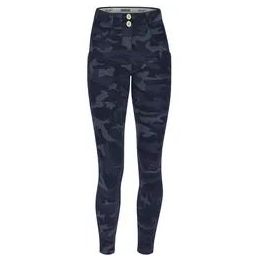 7/8-Hose Freddy "WRUP REGULAR SUPERSKINNY 7/8", Damen, Gr. XL (42), N-Gr, blau (camouflage blau), Web, Obermaterial: 80% Baumwolle, 20% Elasthan, tarnfarben, figurbetont 7/8-L&auml;nge, Hosen 7/8-Hose, mit All-Over-Camouflage-Muster