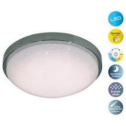 N&auml;ve N&Auml;VE LED Deckenleuchte "Catania", wei&szlig; (wei&szlig;, silber), 1, &Oslash; 29cm H: 9cm, 1 Stk., Leuchten, Kristalleffekt, Memory,Nachtlicht, IR-Fernbedienung kalt/warmwei&szlig;, LED Deckenleuchte