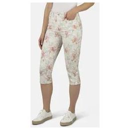 7/8-Hose STOOKER WOMEN "Print Capri Skinny Fit Jeans", Damen, Gr. 38, Kurz, bunt (exotic flowers), angeraute Sweatware, 73% Baumwolle, 25% Polyester, 2% Elasthan, extraeng 7/8-L&auml;nge, Hosen 7/8-Hose, Skinny Fit Casual Clean Wash Magic Shape Effekt f&uuml;r Damen