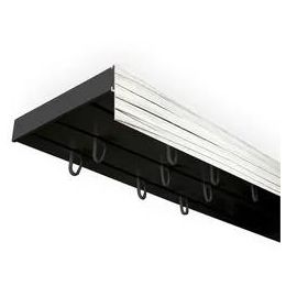 Gardinenschiene SN DECO GROUP "Vorhangschiene SH (1) mit Blende 5 cm" Gr. 4, schwarz (schwarz, eschefarben), L:200cm T:8,95cm, Kunststoff, Gardinenstangen, Gardinenschiene