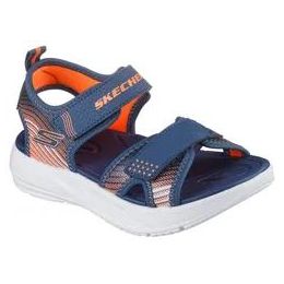 Sandale Skechers "MICROSPEC-SPLASH", Jungen, Gr. 30, blau (navy, orange), Lederimitat, kontrastfarbene Details, Schuhe Sandale, leichte Sandale mit Klettverschluss, Gr&ouml;&szlig;enschablone zum Download