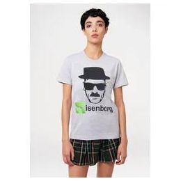 T-Shirt logoshirt "Heisenberg", Damen, Gr. S, grau (grau, meliert), 95% Baumwolle, 5% Viskose, bedruckt, normal, Rundhals, Shirts T-Shirt, mit coolem Print