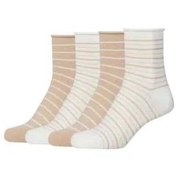 Socken Camano "stripes 4er Pack", Damen, Gr. 35-38, wei&szlig; (sanftes wei&szlig;), 78% Baumwolle, 20% Polyamid, 1% metallisierte Fasern, 1% Elasthan, gestreift, Socken Socken