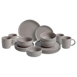 Kombiservice Van Well "Geschirr-Set Grigio, 16-teilig", grau (taupe), 16 Stk., Steingut, Geschirr-Sets, Kombiservice, rund, taupe, sp&uuml;lmaschinen- und mikrowellengeeignet